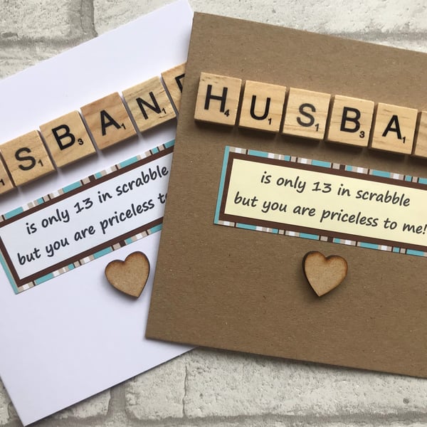 Handmade Husband Card: Scrabble Tiles & MDF... - Folksy