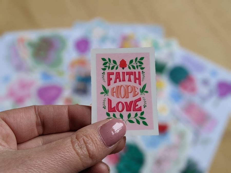 Faith Hope Love sticker for scrapbook, sticker ... - Folksy