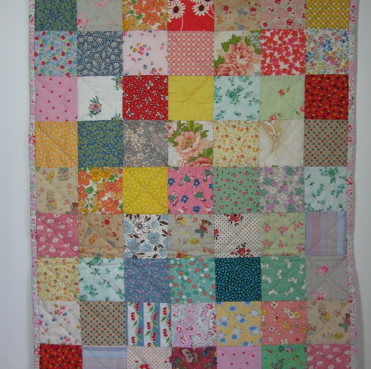 Hand Sewn Baby Quilt - Folksy