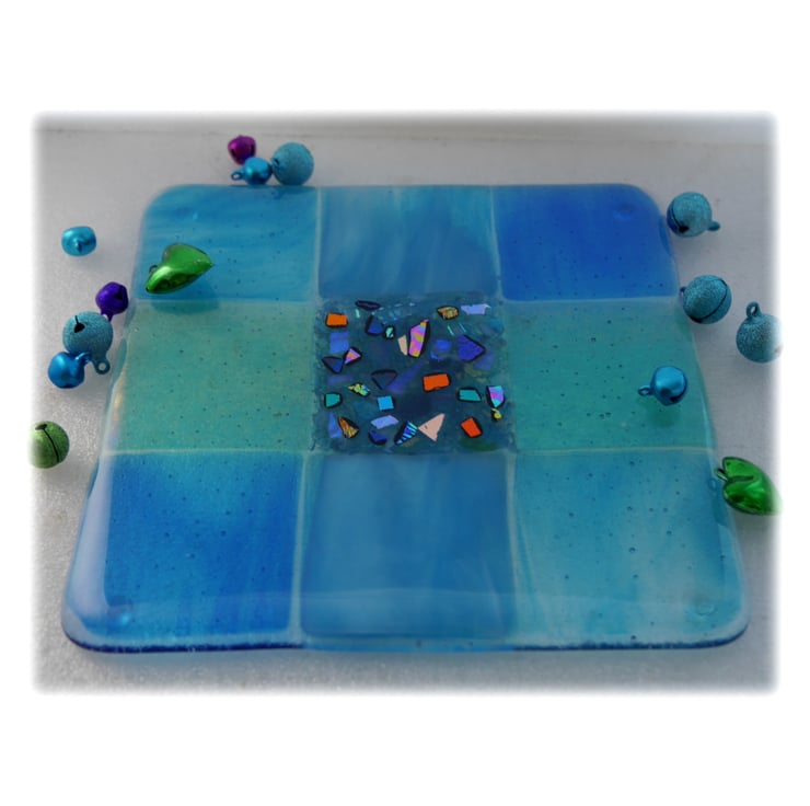 Fused Glass Trivet Turquoise Trivet 16cm 026 - Folksy