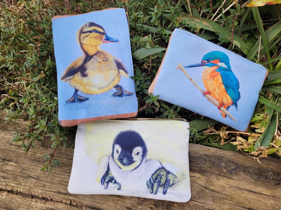 Small pouches decorated with beautiful bird des... - Folksy