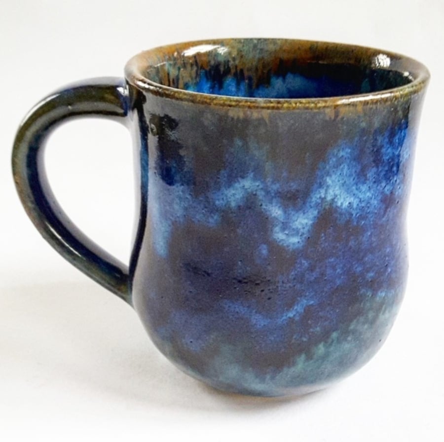 Ceramic Mug in Blue Glazes - Folksy