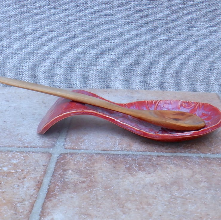 Spoon rest handmade in textured stoneware spoon... - Folksy