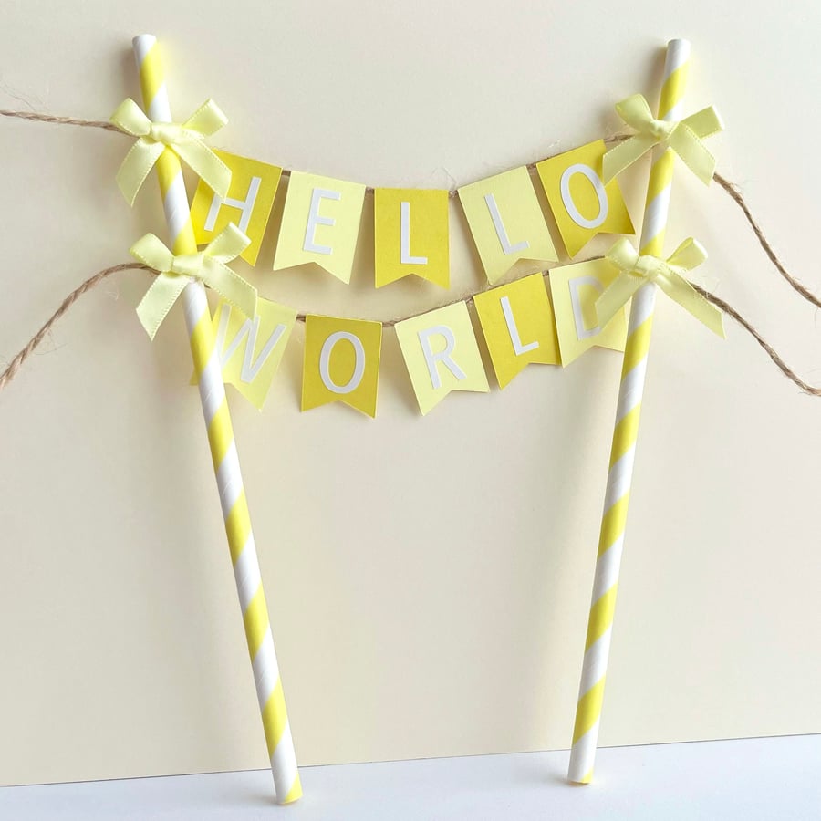 Hello World cake topper, baby shower cake toppe... - Folksy