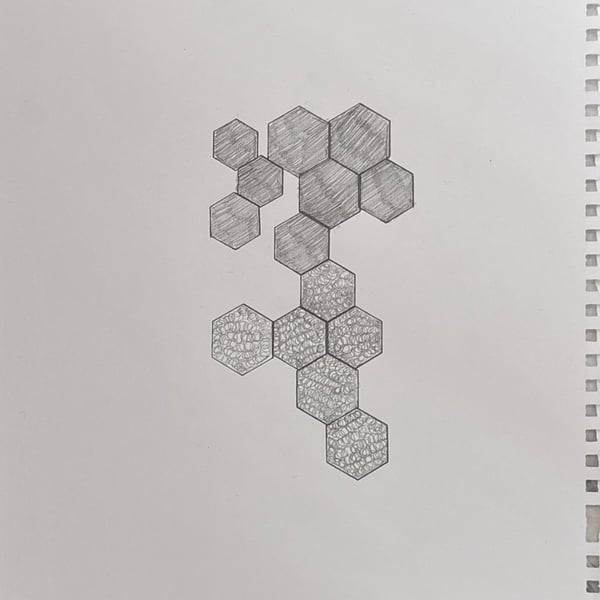 HEX STRUCTURE 01 (GRAPHITE DRAWING ON A4 PAPER ... - Folksy