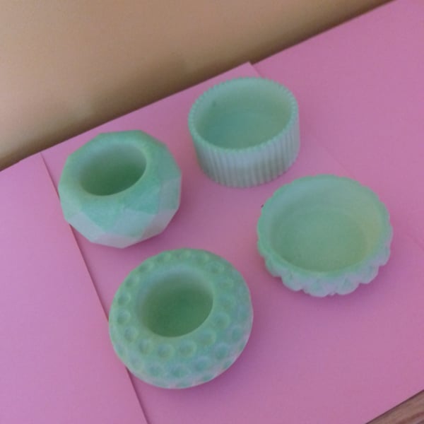 four aquacast mini bowls for knicknacks, candle... - Folksy
