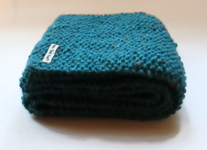 Scarf in Turquoise Aran Tweed Wool - Folksy