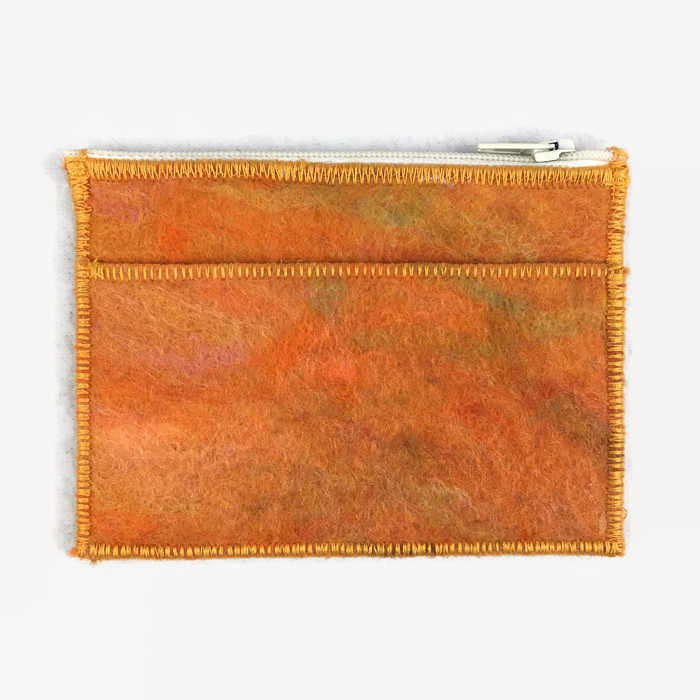 Orange felted coin purse - Folksy
