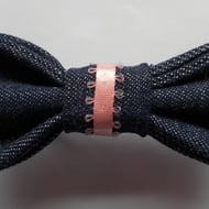Blue Denim Bow with Light Pink Ribbon, Hair Cli... - Folksy