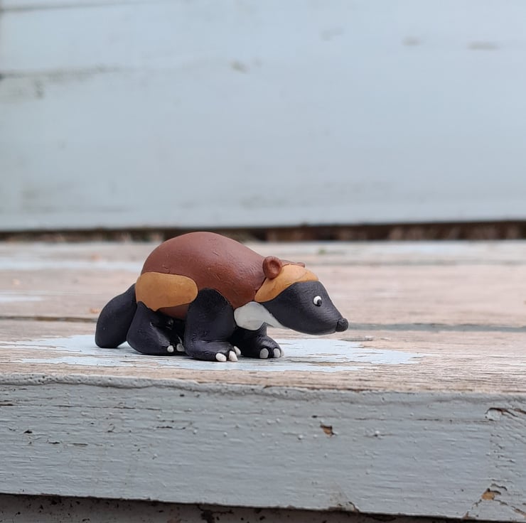 Wolverine animal cute figurine, gulo gulo minia... - Folksy