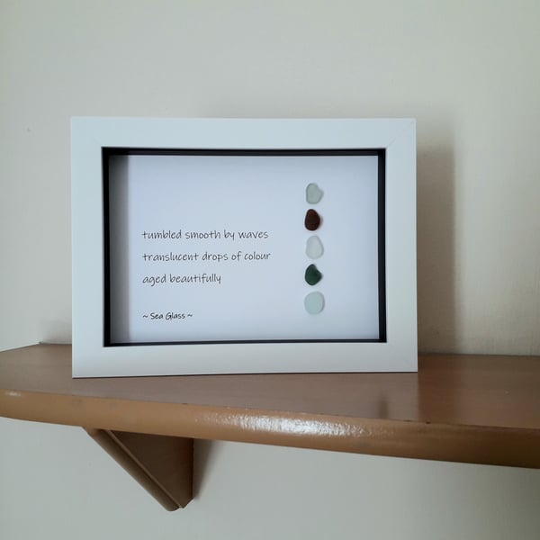 Sea Glass Picture with Original Haiku Poem, Min... - Folksy