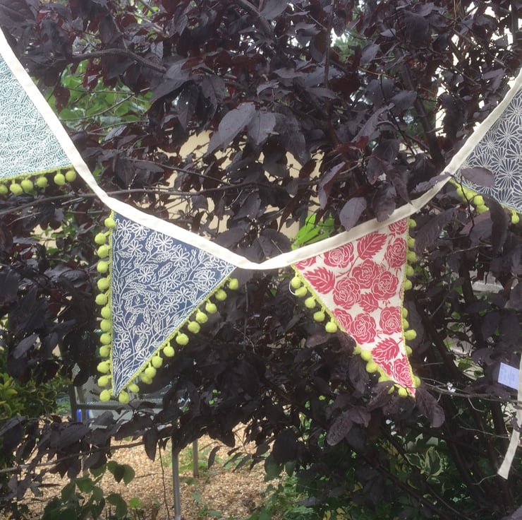 Hand Printed Bobble edged Bunting - Folksy