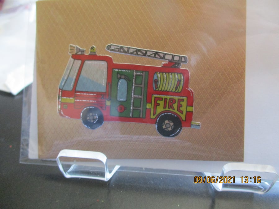 Fire Engine Mini Card - Folksy