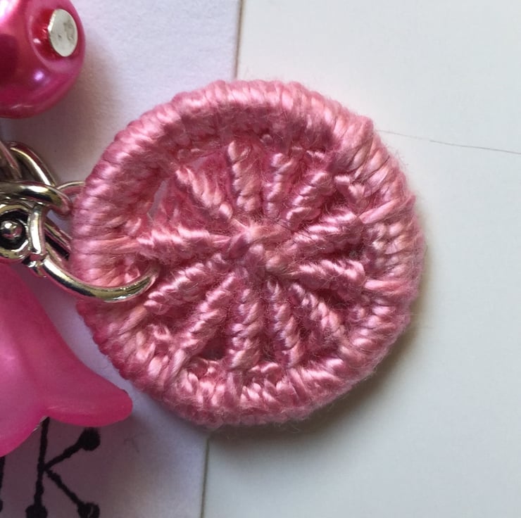Angel Charm Dorset Button Keyring in Pink - Folksy