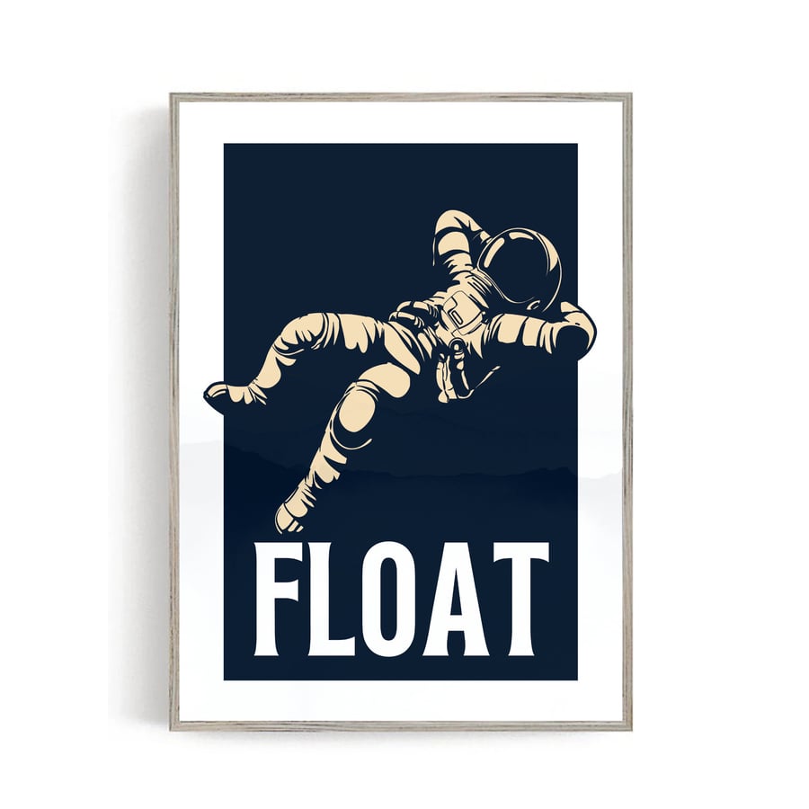 Floating Spaceman Print, Retro Sci-Fi Decor, As... - Folksy