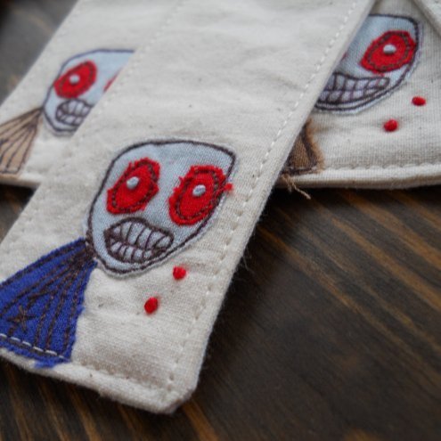 embroidered zombie bookmarks - Folksy
