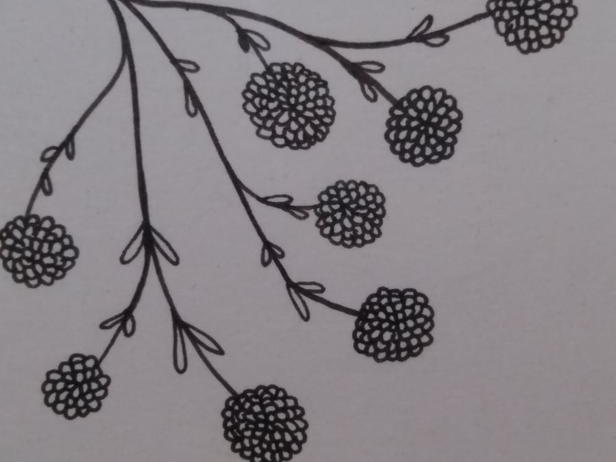 Small Bud - original black and white ink drawing - Folksy