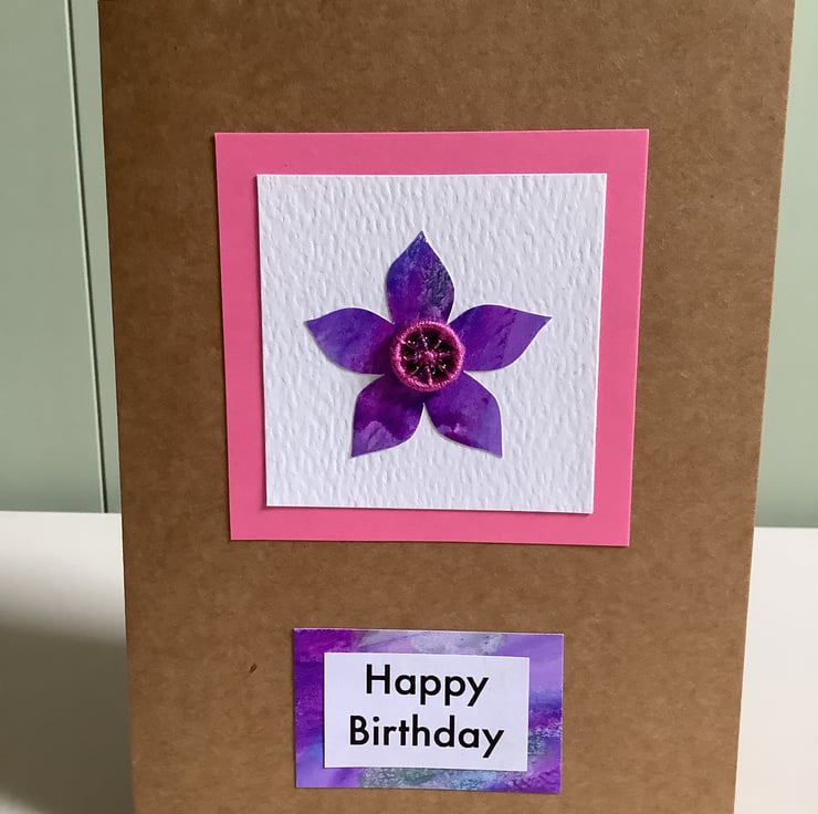 Handcrafted Birthday Card embellished with a Do... - Folksy