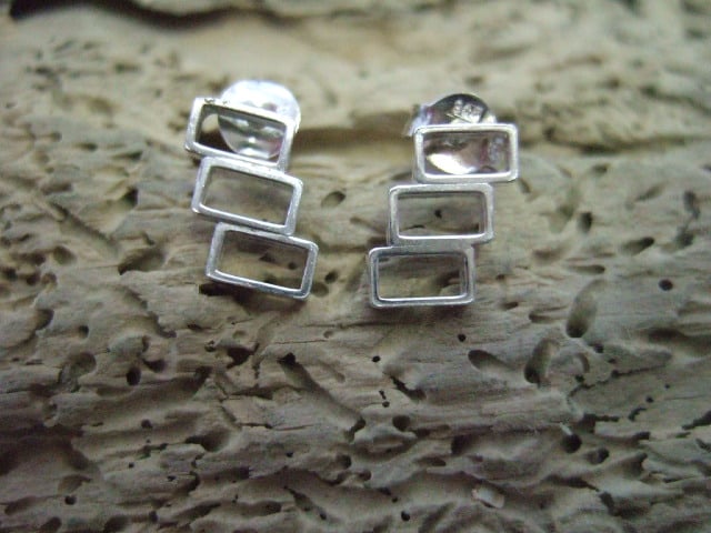 Sterling Silver Geometric Studs - Folksy