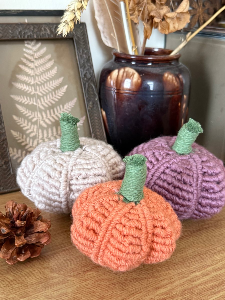 Autumn Pumpkins, set of 3 Macrame pumpkins, inc... - Folksy