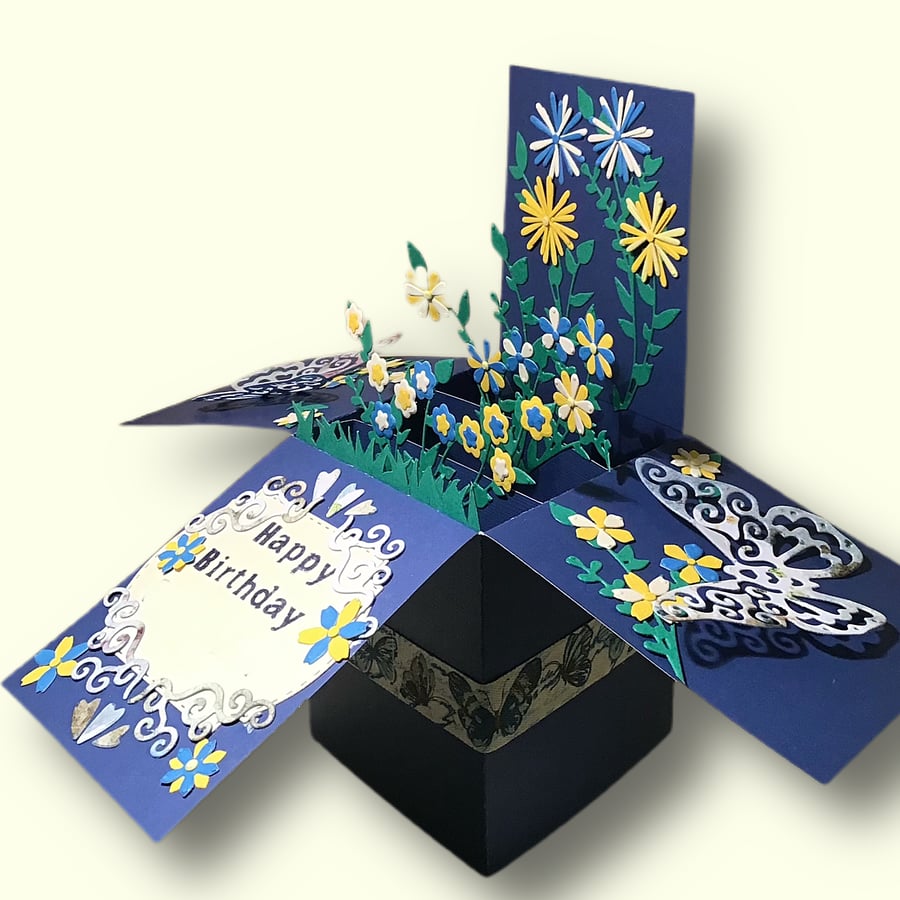 3D Box Flower Card - Folksy