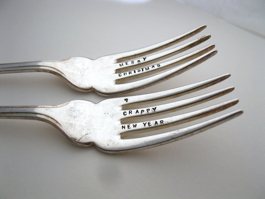 Two Silly Xmas Forks, Messy Christmas & Cra... - Folksy