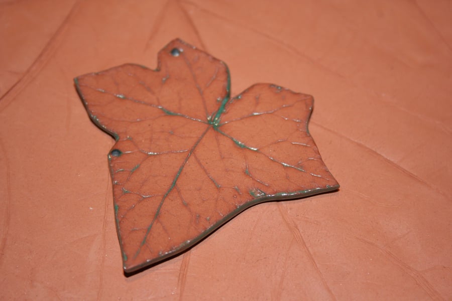 Handmade green ceramic Ivy leaf decoration - Folksy