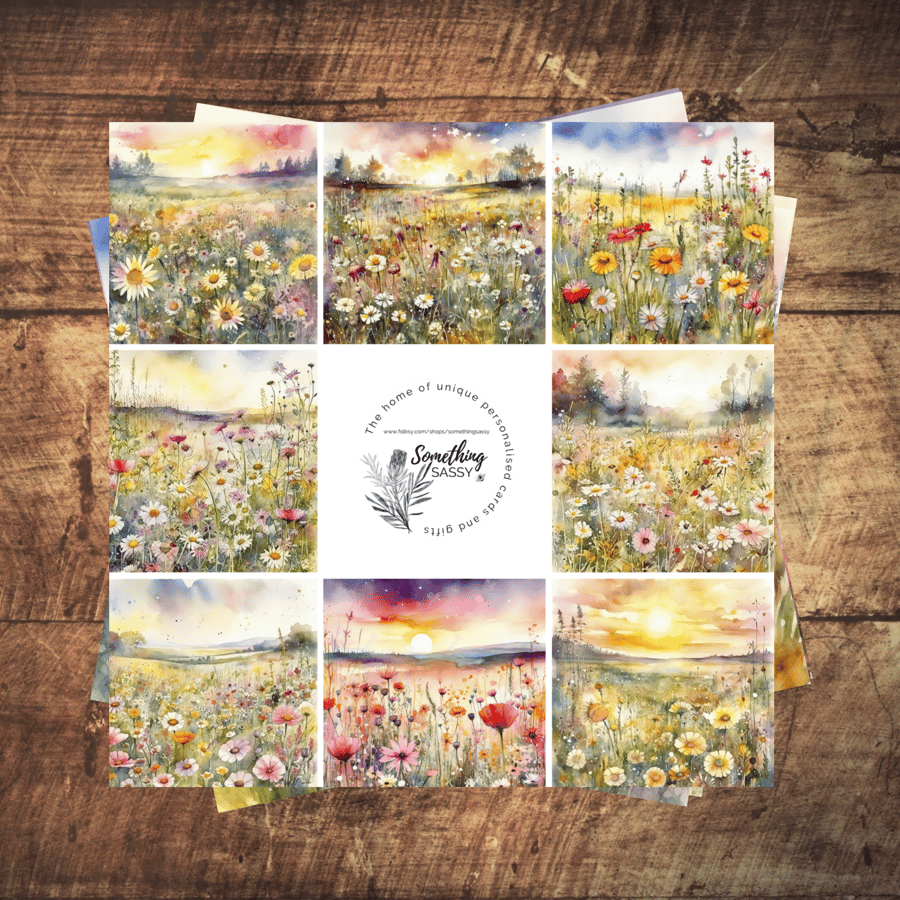 Wildflower Cards - Box of 8 illustrated cards - Folksy