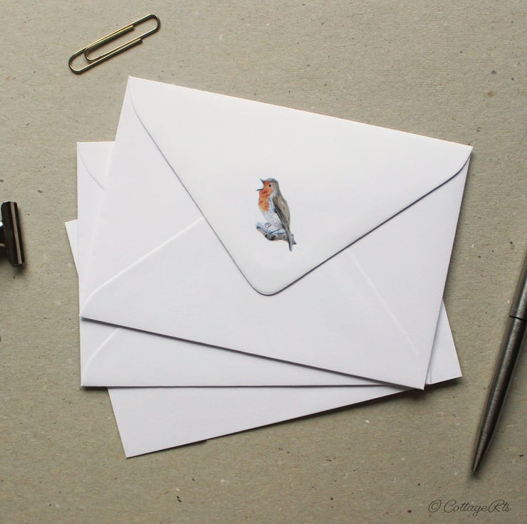 Robin Letter Writing Paper Hand Designed By Cot... - Folksy