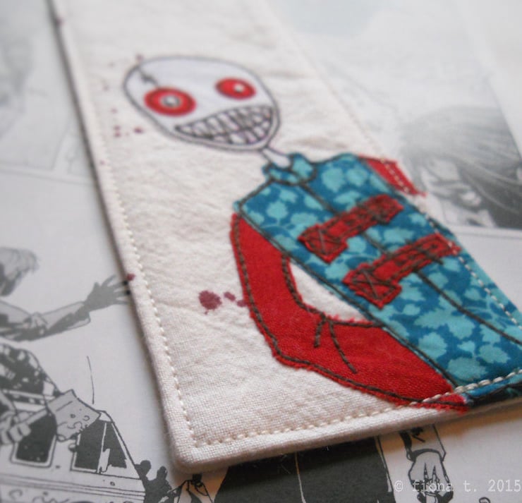 freemotion embroidered zombie bookmark - Folksy