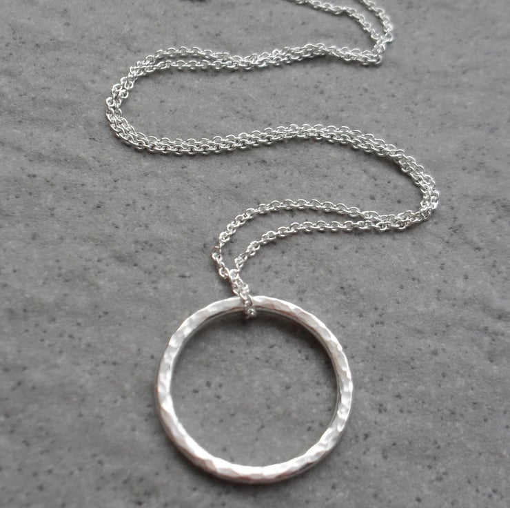 Argentium Silver Circle Pendant With Sterling S... - Folksy