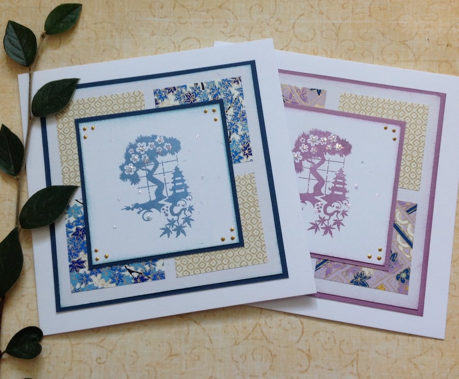 GREETINGS cards ( 2 x blank ) Yuzen . Japanese... - Folksy