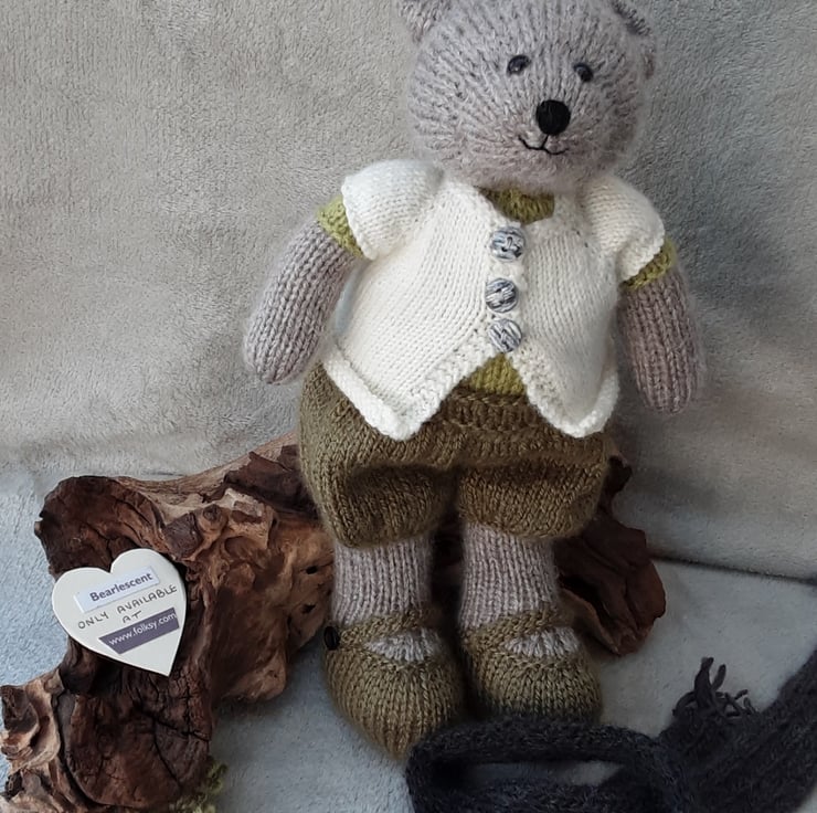 Hand knitted bear, Dressed Teddy Bear, Handmade... - Folksy