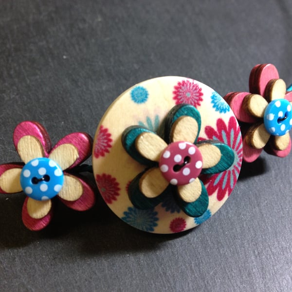 Focal Button Choker Necklace Triple Stacked Tur... - Folksy