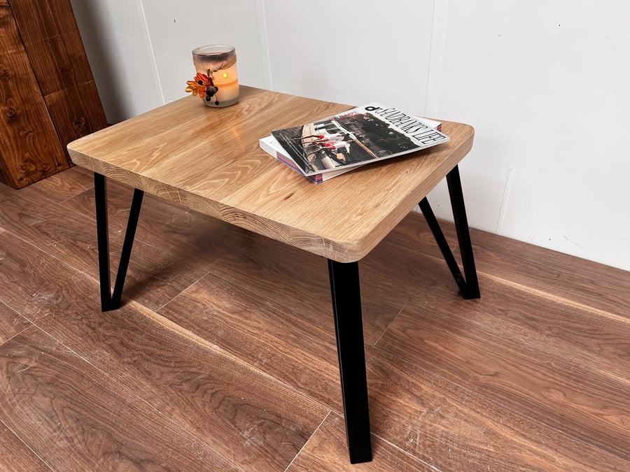 Solid Oak Side Table - 40mm Thick Solid Wood To... - Folksy