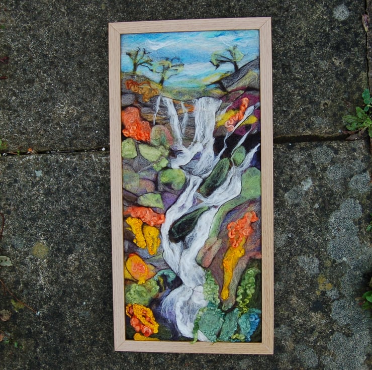 Textile art picture - Waterfall - Needle felte... - Folksy