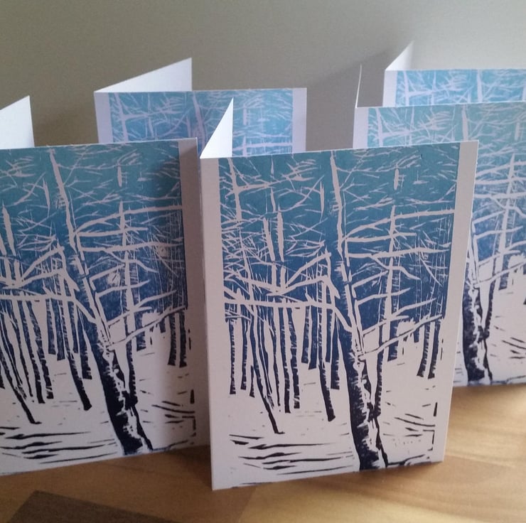 4 Lino Cut Christmas Cards - Individually Hand ... - Folksy