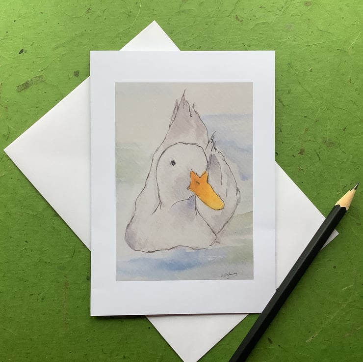 Duck - greetings card. Blank for your own message. - Folksy