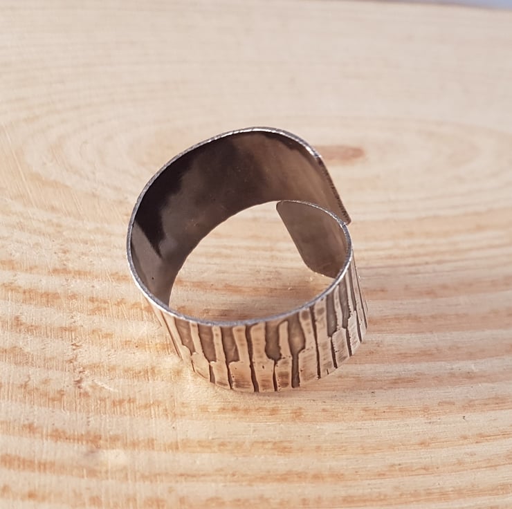 Sterling Silver Etched Keyboard Cross Over Adju... - Folksy