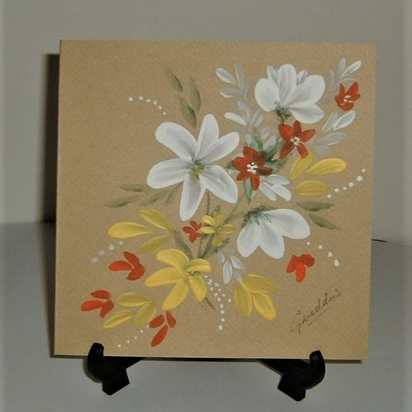 hand painted all occasion floral flower greetin... - Folksy