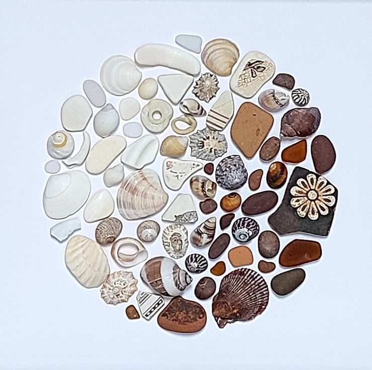 Cornish shell, pottery and seaglass framed wall... - Folksy