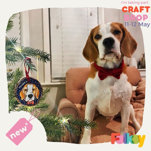Pet portrait bauble, craft drop, hanging decora... - Folksy