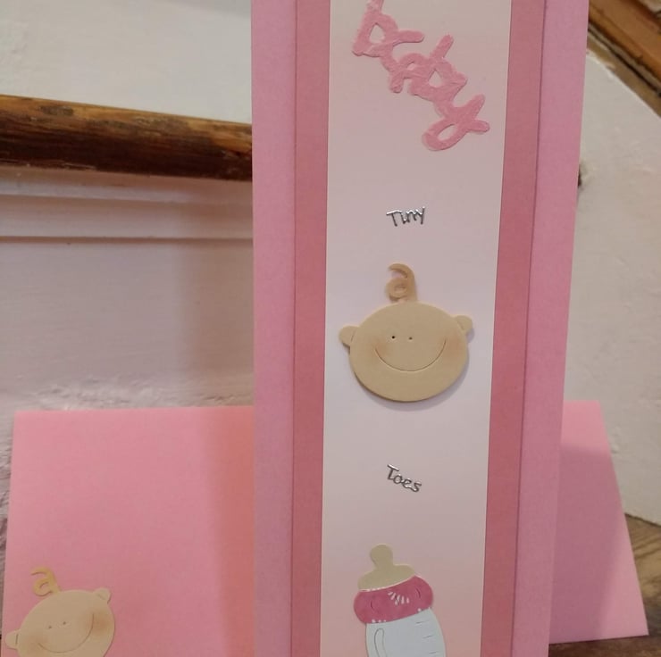 Pink Baby Girl Congratulations card - Folksy