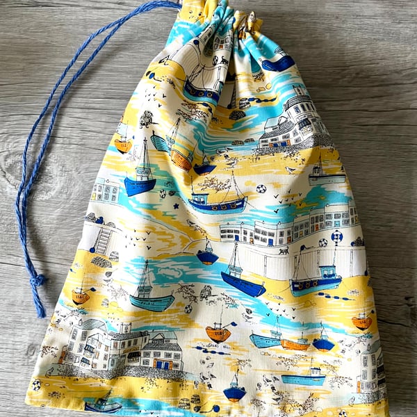 Fully Lined Coastal Seaside Drawstring Gift or ... - Folksy