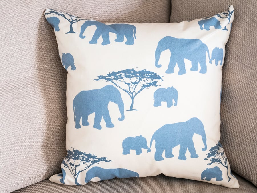 Elephants Cushion Cover 16" inch African S... - Folksy