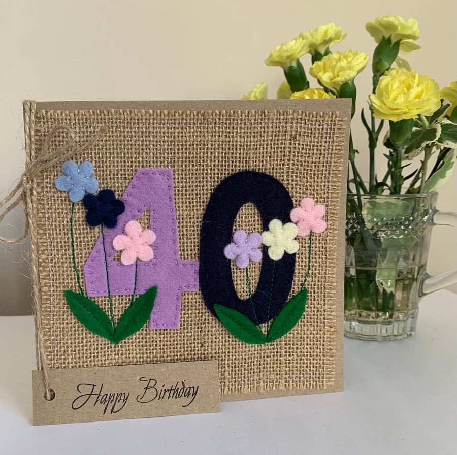 Handmade 40th Birthday Card. Keepsake Card. - Folksy