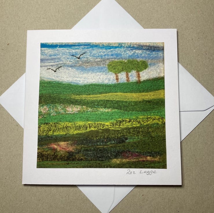 Across the fields, Greetings card 5" x 5&q... - Folksy