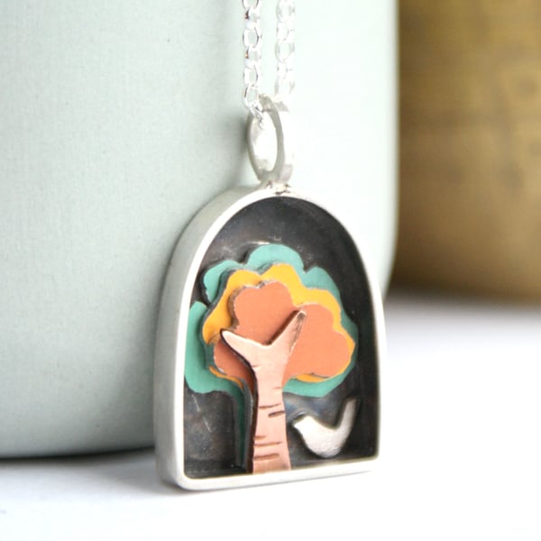 Little tree shadow box necklace - Folksy