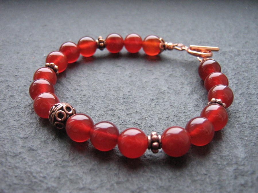 Fire Red Carnelian Bracelet - Folksy