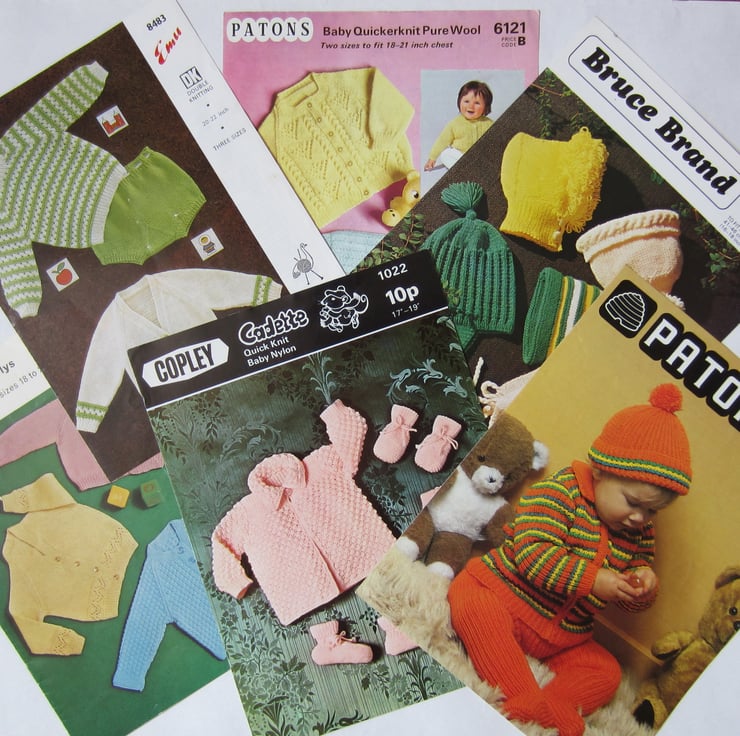 SALE Selection of 6 Vintage Baby Knitting Patterns - Folksy